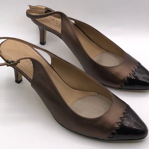 Van Eli | Shoes | Vaneli Copper Black Leather Slingback Heels 85 | Poshmark